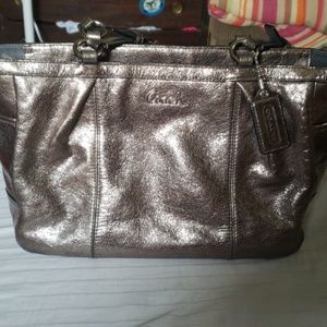 Bags | Metallic Silver Coach Purse | Poshmark